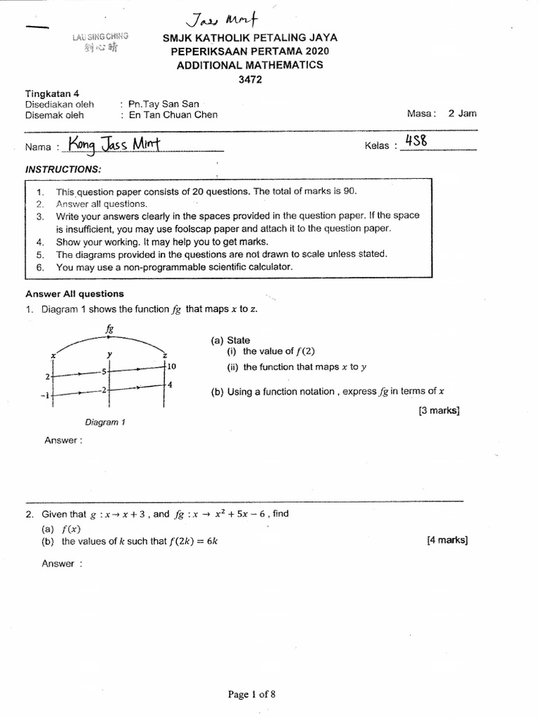 Add Maths (Past Year Paper) | PDF