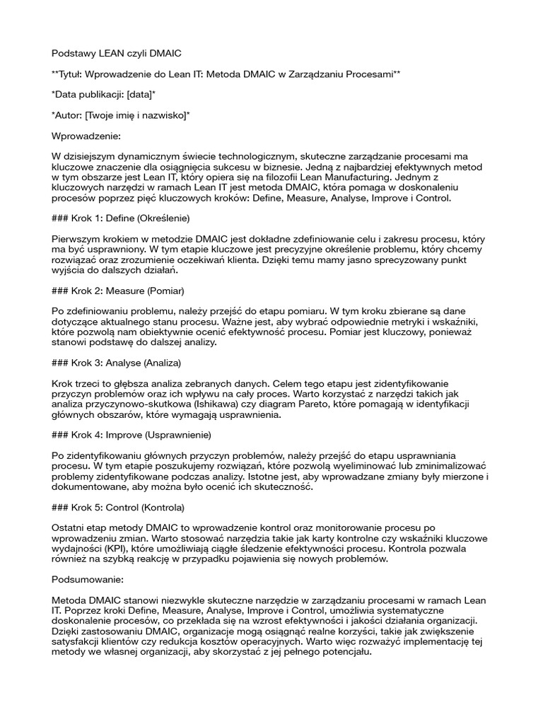 DMAIC | PDF