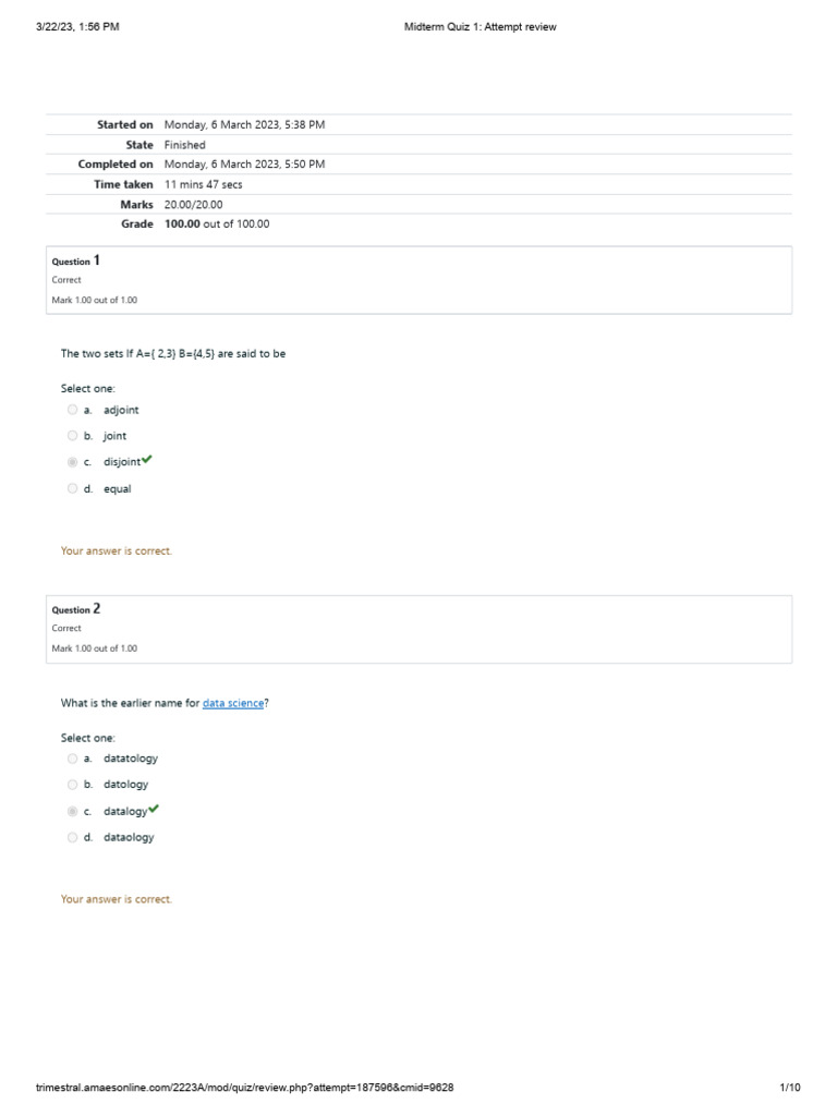 Midterm Quiz 1 - Attempt Review Software | PDF | Matrix (Mathematics) | Functions And Mappings