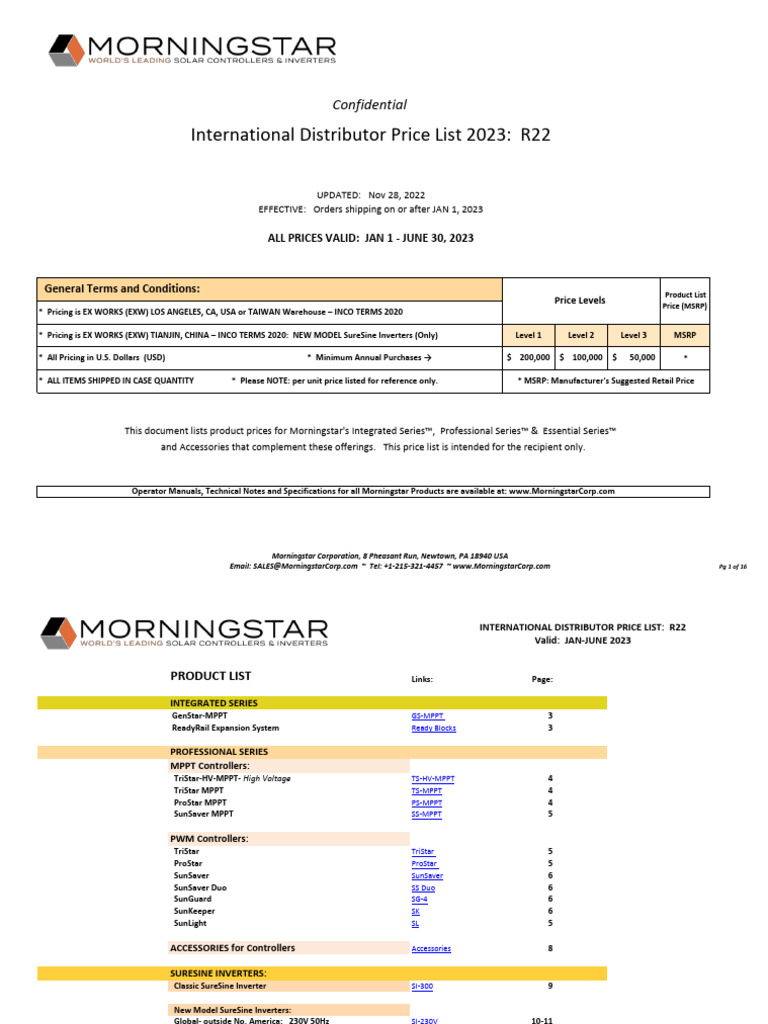 INT'L Distributor Prices - JAN-2023-R22 | PDF | Power Inverter | List Price
