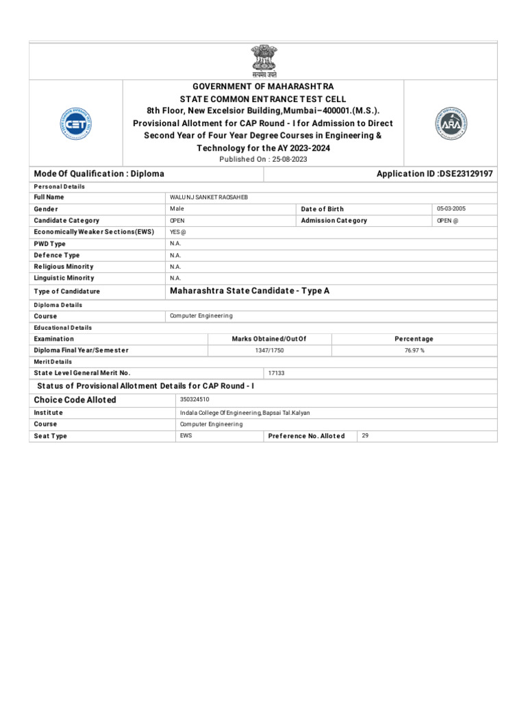 State Common Entrance Test Cell, Maharashtra State, Mumbai | PDF