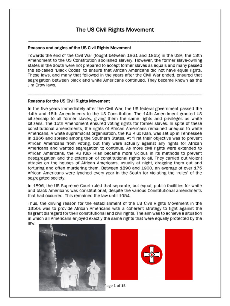 US Civil Rights Movement Overview | PDF | Social Movements | Civil ...