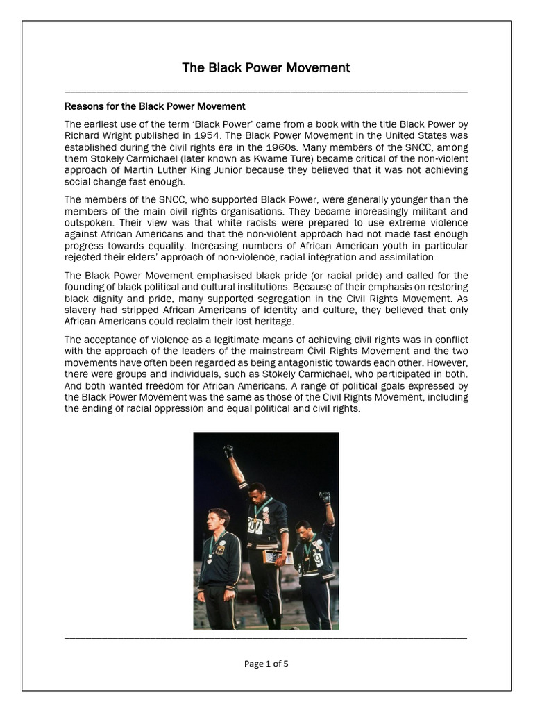 Overview of the Black Power Movement | PDF | Black Power | Black ...