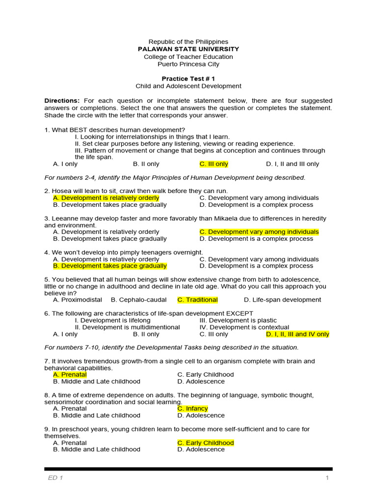 Ed1 Practice Test 1 | PDF | Embryo | Placenta