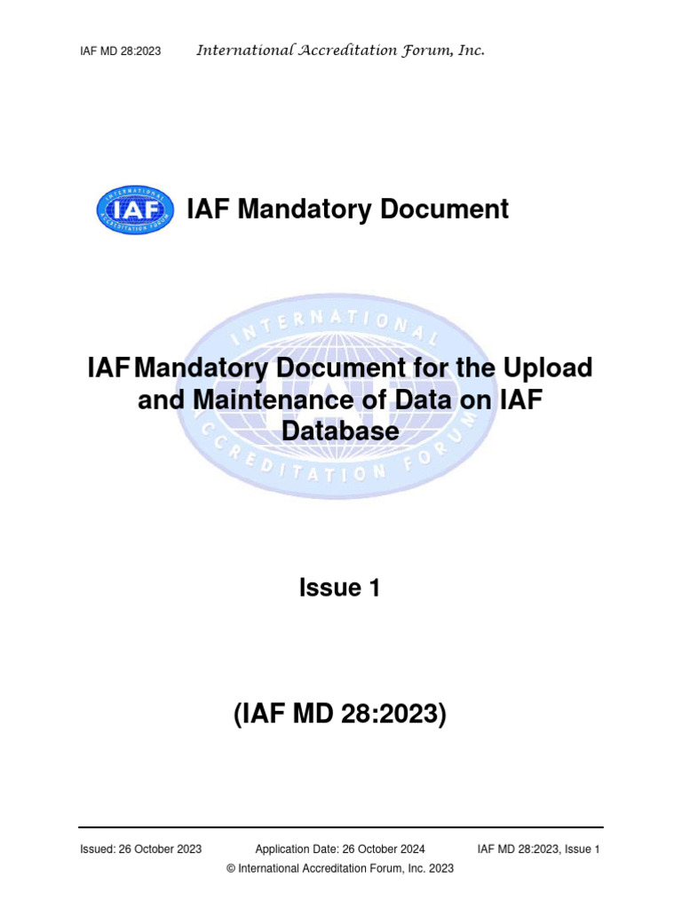 IAF MD 28 Issue1 26102023 | PDF | Computing