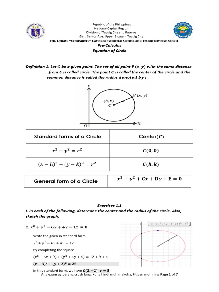 Worksheet 101 Circle | PDF | Circle | Euclidean Geometry