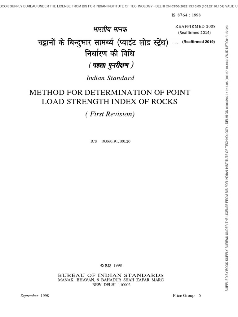 Bis Is 8764 - 1998 (Reaffirmed 2019) - Method of Determination of Point ...