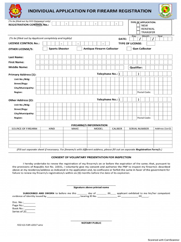 Firearm Registration Application Form | PDF