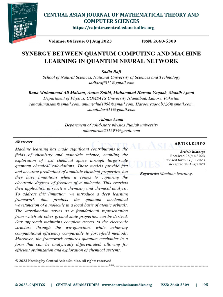 Synergy Between Quantum Computing and Machine Learning in Quantum Neural Network | PDF | Machine ...