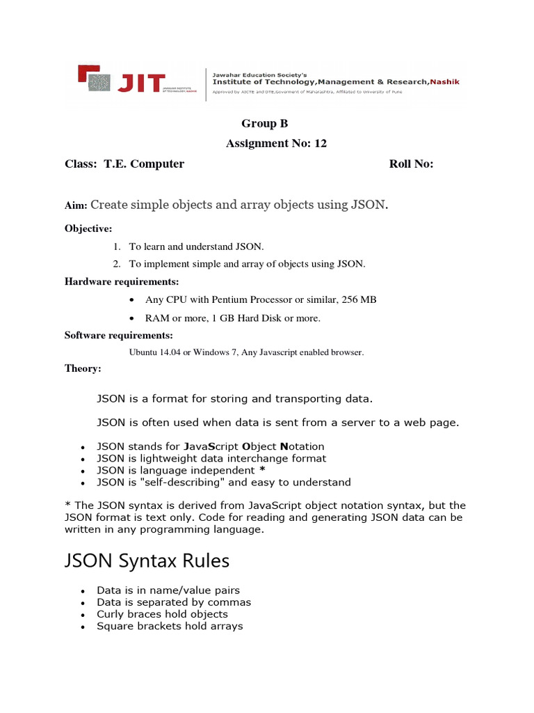 Dbms Assignment 12 | Download Free PDF | Json | Java Script
