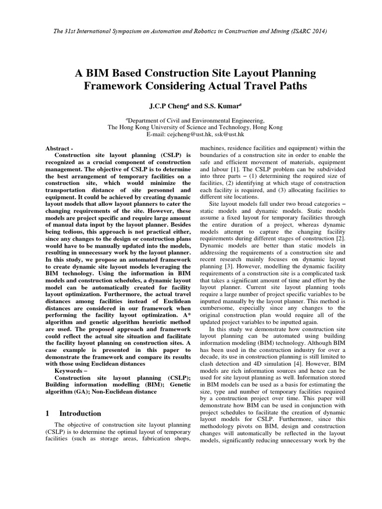 2014 - Cheng - A BIM Based Construction Site Layout Planning Framework Considering Actual Travel ...