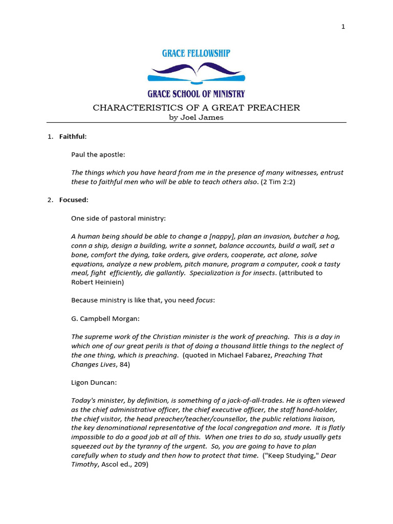 Characteristics Of A Great Preacher Pdf Sermon Expository Preaching