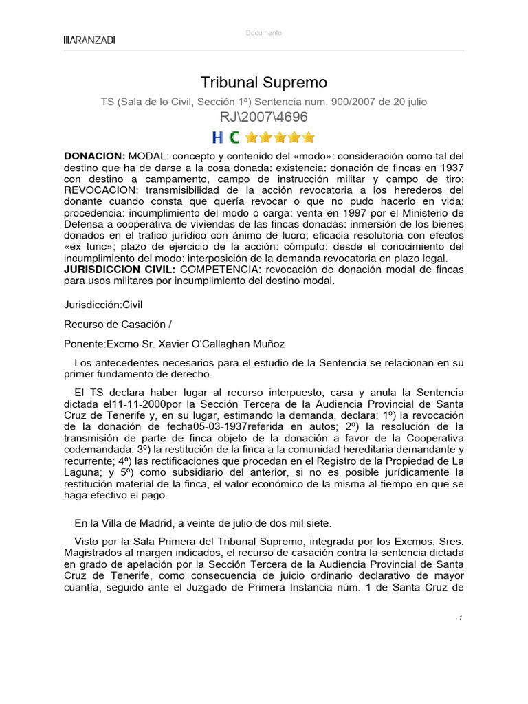 Jur - TS (Sala de Lo Civil, Seccion 1a) Sentencia Num. 900-2007 de 20 Julio - RJ - 2007 - 4696 ...