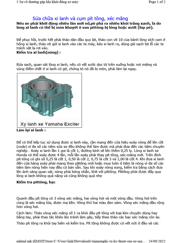 Xi Lanh Và Pitton | PDF