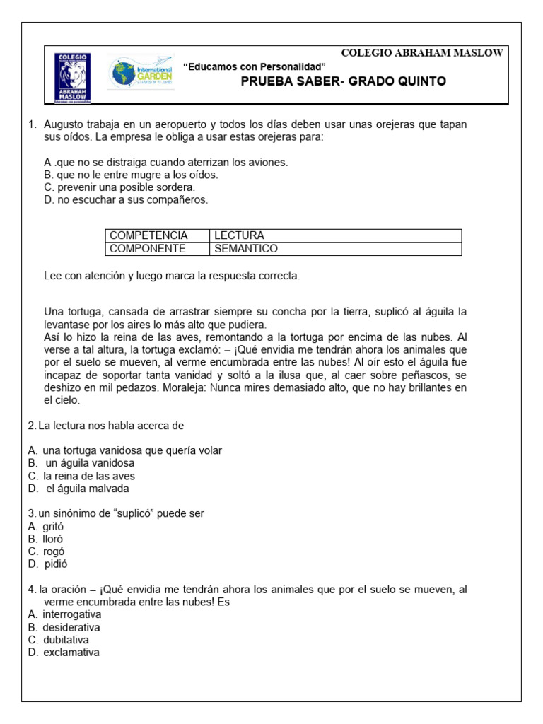 PRUEBA SABER 5o #3 | PDF | Historia | Poesía