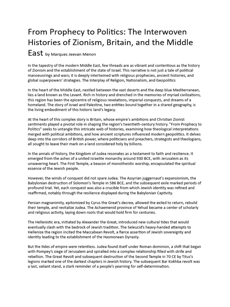 From Prophecy To Politics: The Interwoven Histories of Zionism, Britain ...