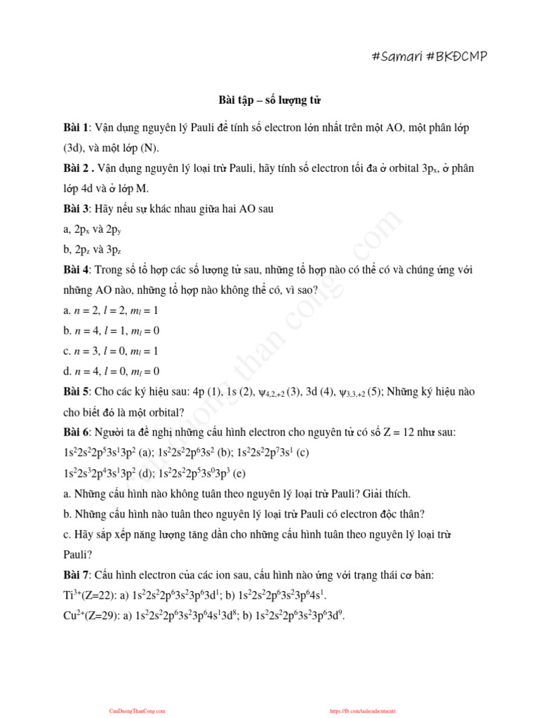 Hoa-Hoc-1 - BT - So-Luong-Tu - (Cuuduongthancong - Com) | PDF