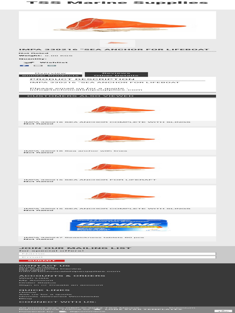 Impa 330216 Sea Anchor For Lifeboat | PDF