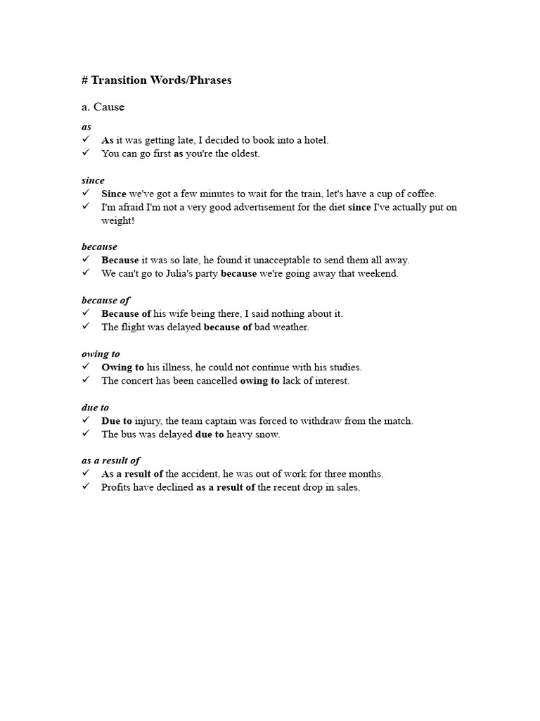 Transition Words Guide | PDF