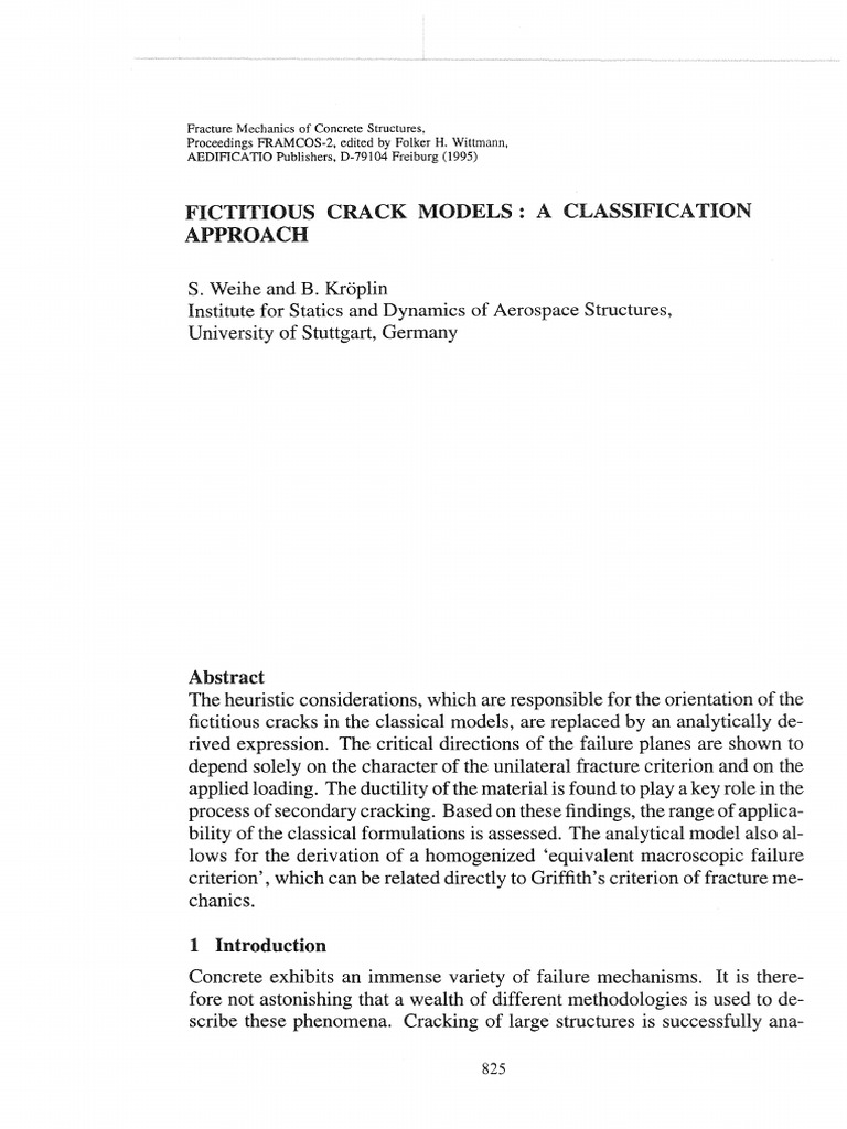 FICTITIOUS CRACK MODELS- A CLASSIFICATION approach | PDF | Fracture | Fracture Mechanics