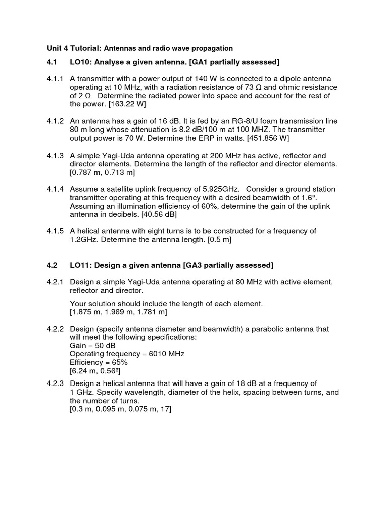 ECM226A Tutorial 4 | PDF | Antenna (Radio) | Decibel