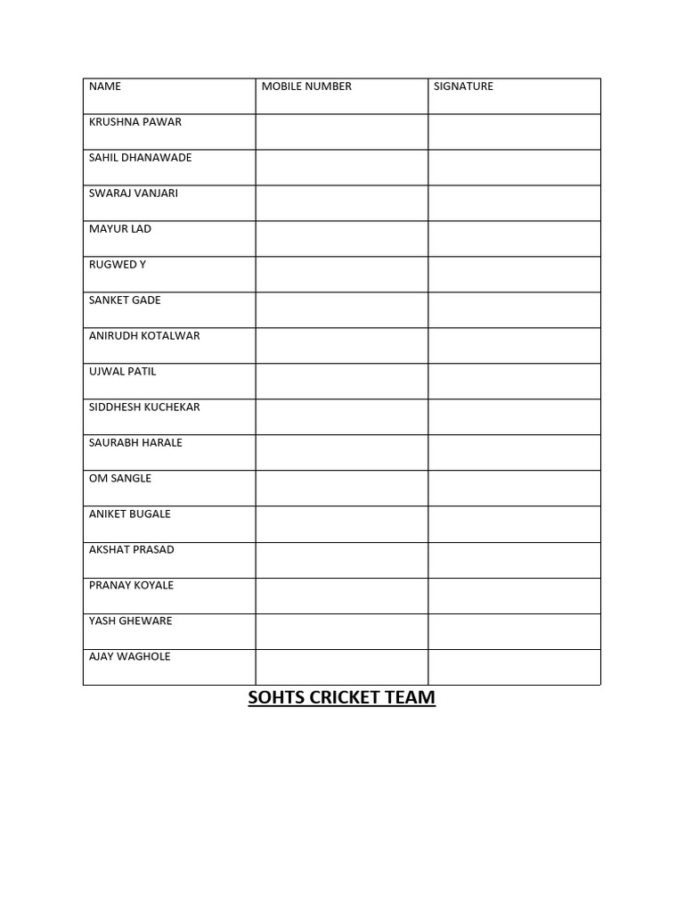 Cricket Team Final | PDF