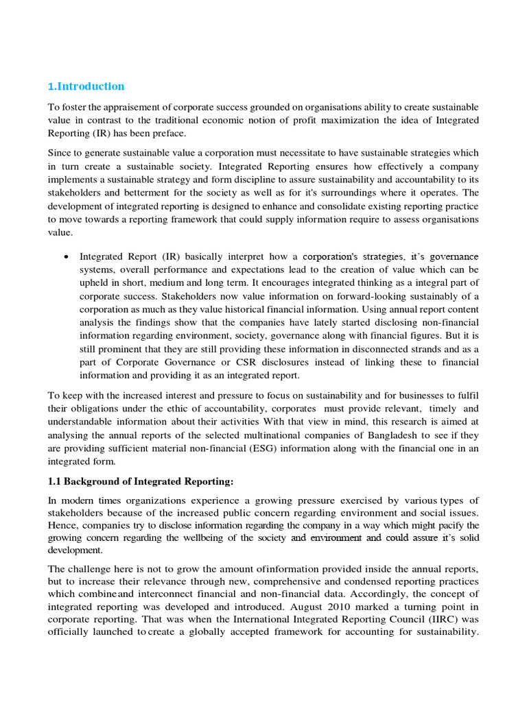 A Study About Integrated Reporting Practice in Bangladesh Both in ...