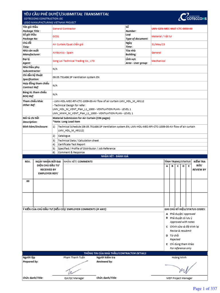 LMV Gen Mec Mat CTC 0050 00 Air Curtain | PDF