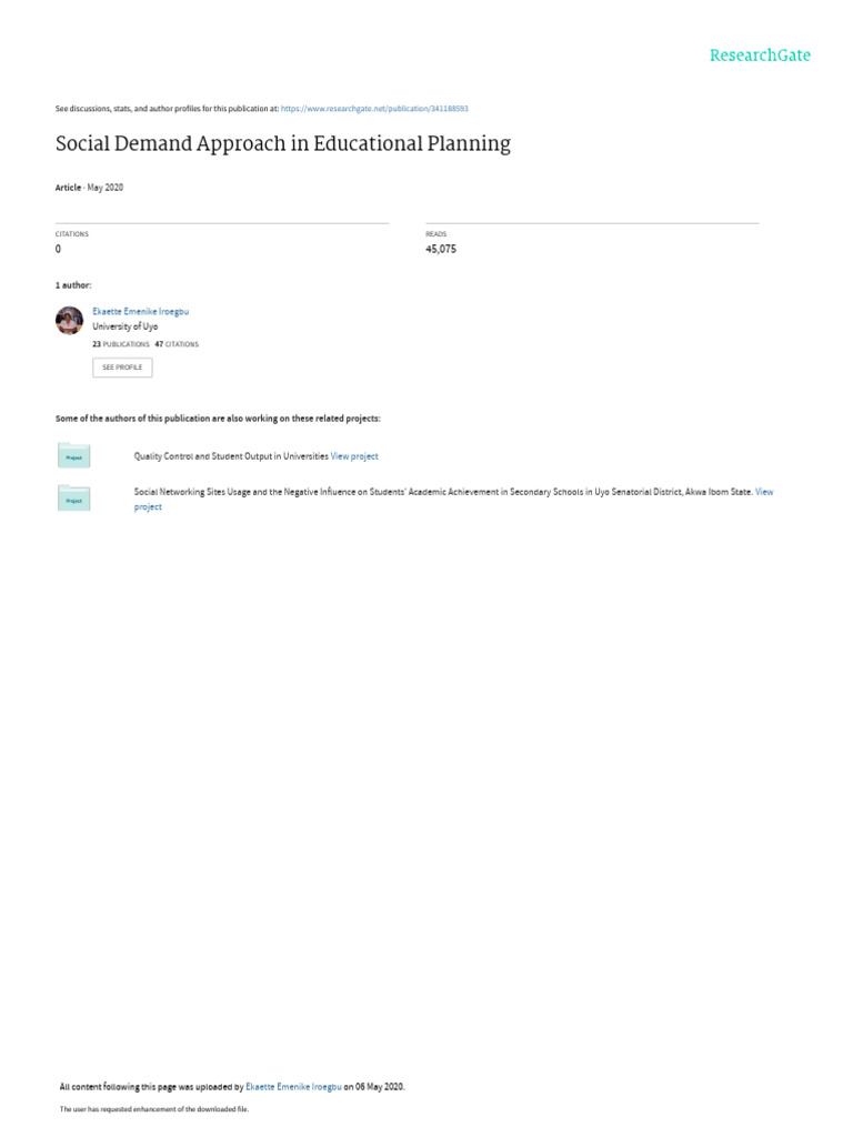 Social Demand Approachin Educational Planning | PDF | Goal | Literacy