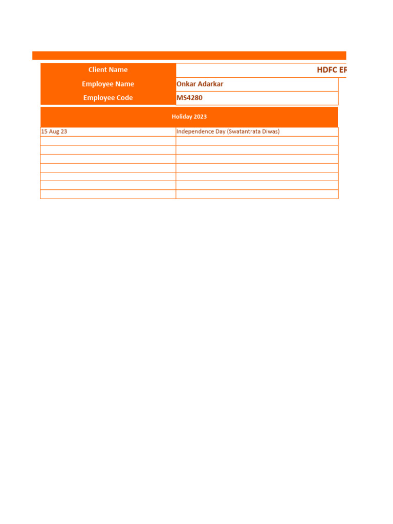 Timesheet Timesheets Anagha OCT HDFC ERGO 2023 1 | PDF | Business