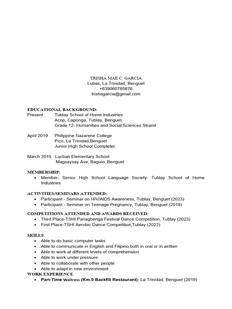 Immersion Resume Example | PDF