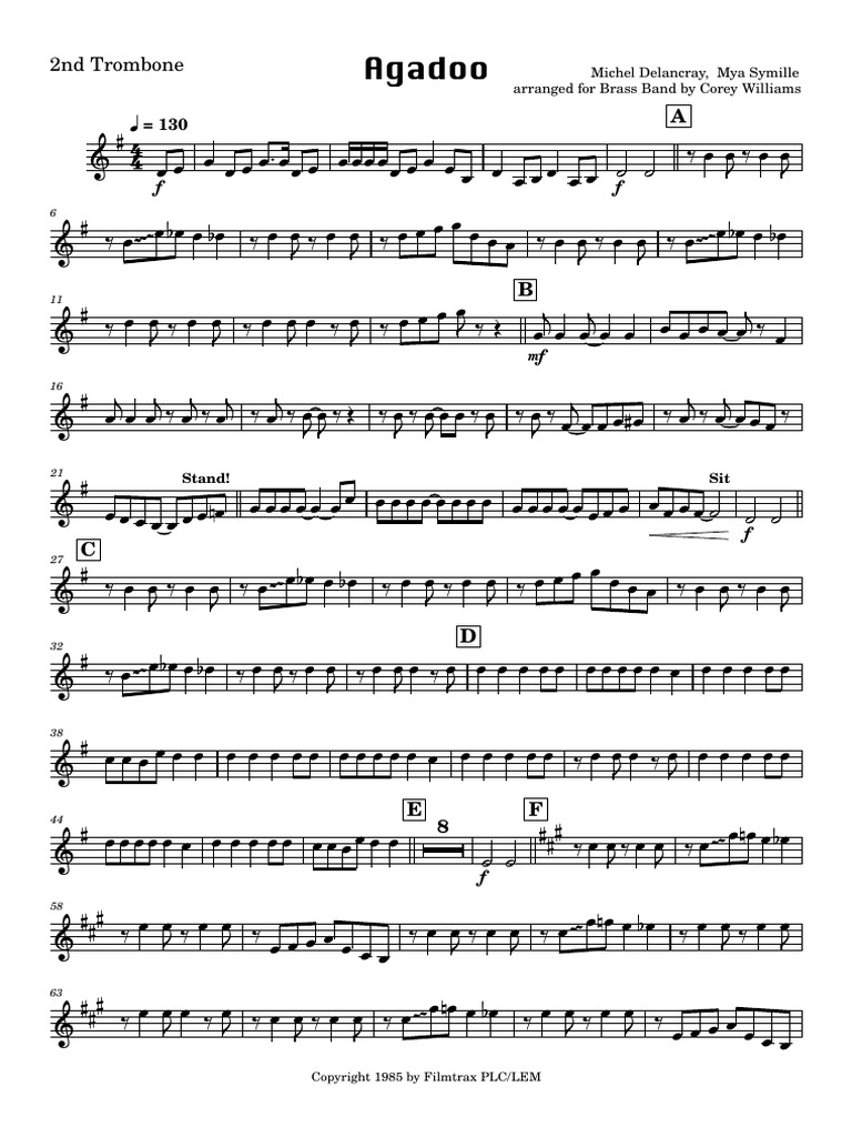 Agadoo 2-2nd - Trombone | PDF | Brass Instruments | Musical Groups