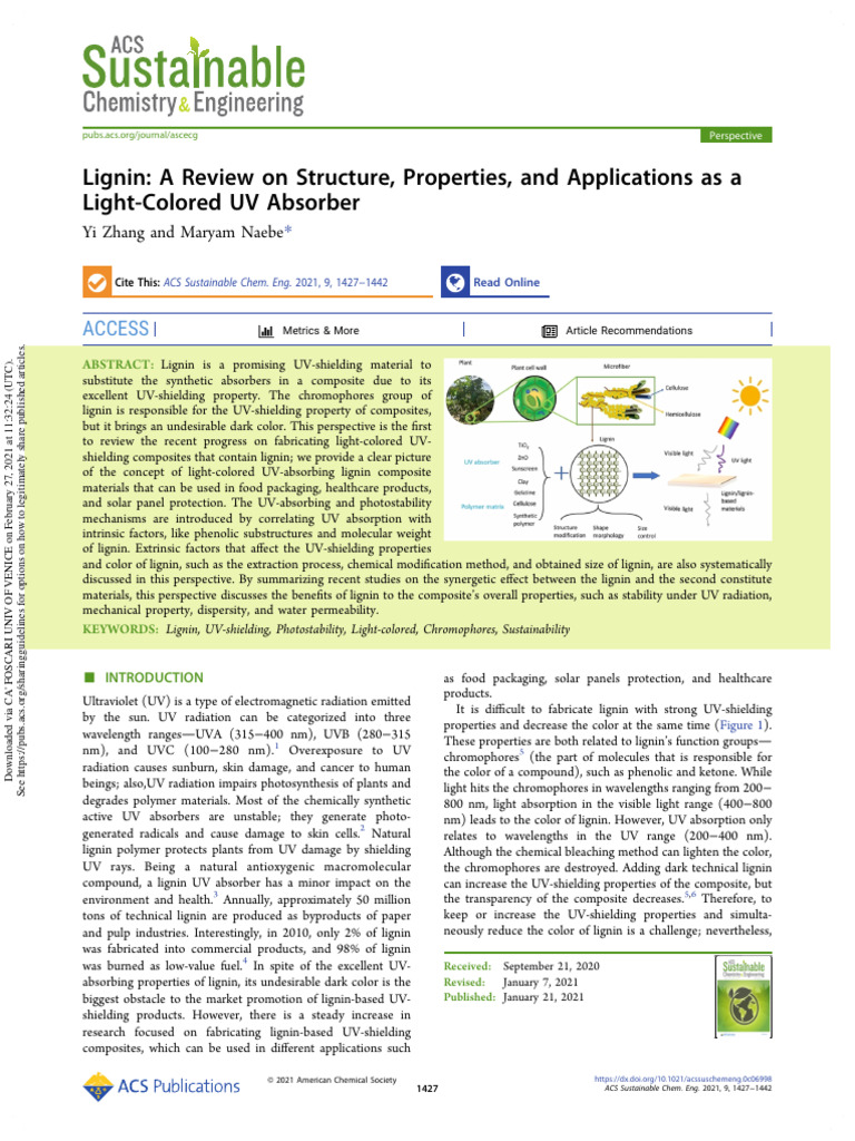 Zhang 2021 Lignin A Review On Structure Properties And