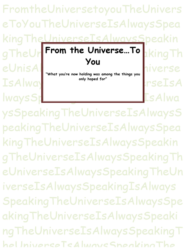 From The Universe To You | PDF | Blood | Happiness