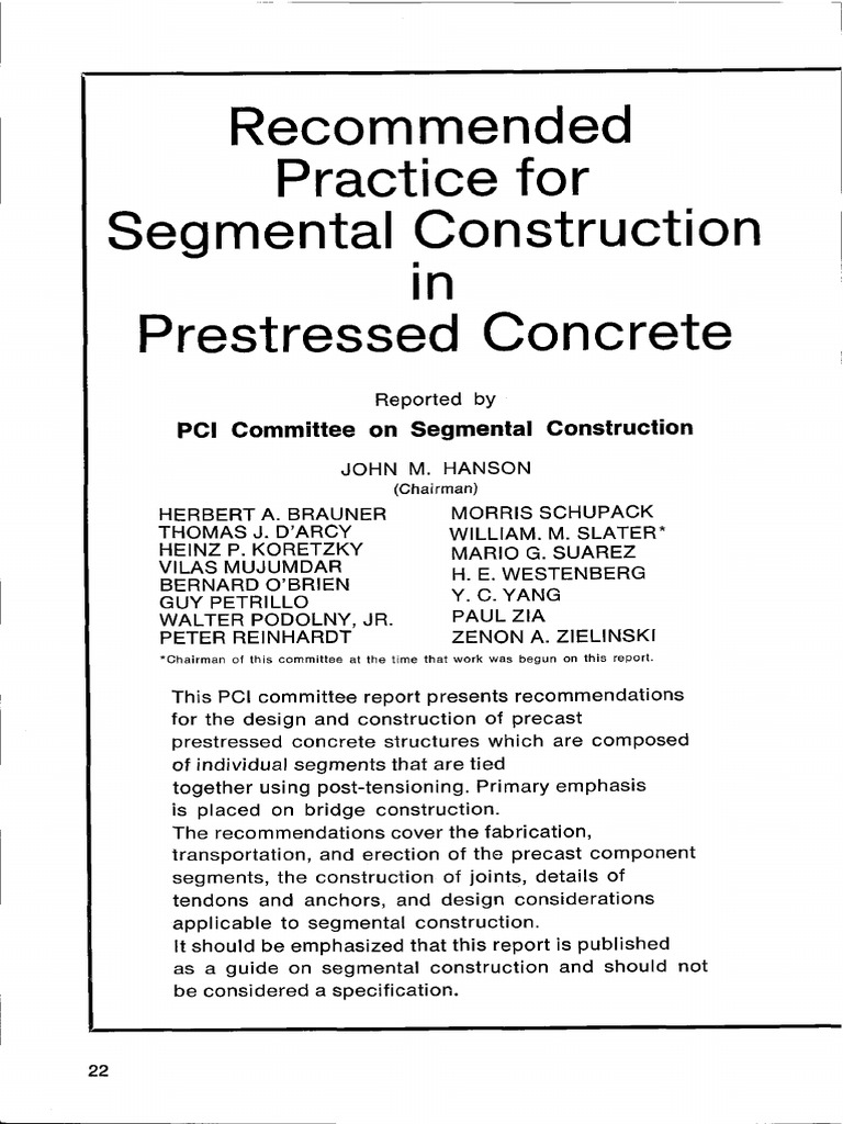 Segmental Construction in Prestressed Concrete | PDF | Prestressed ...