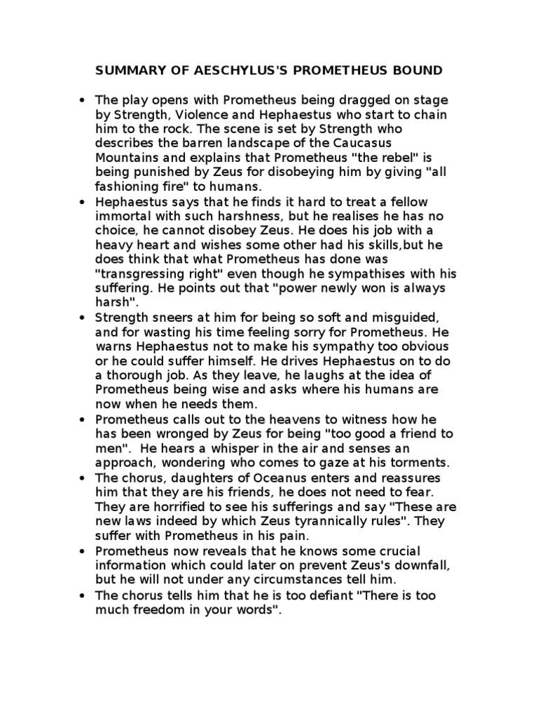 Prometheus Summary | PDF | Prometheus | Greek Mythology