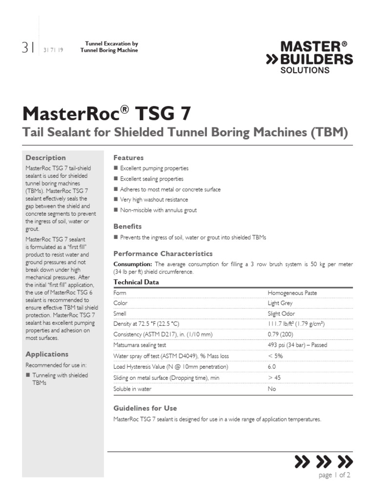 Mbs Masterroc TSG 7 Tds | PDF | Shelf Life