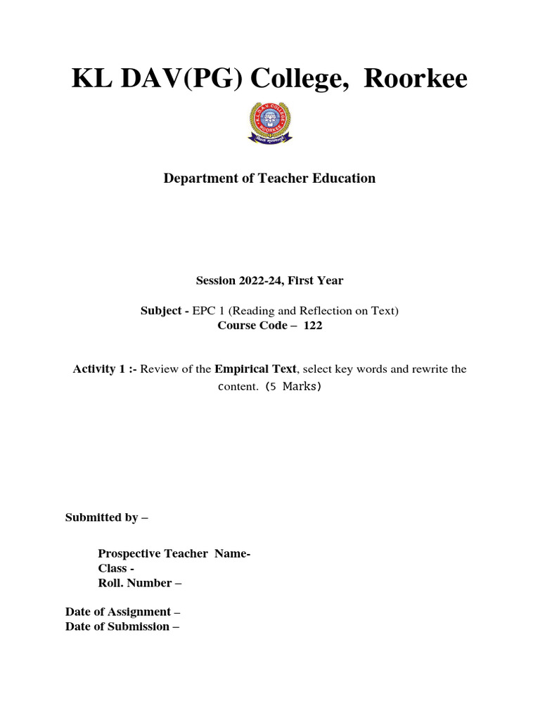 EPC 1 - Emperical Text | PDF