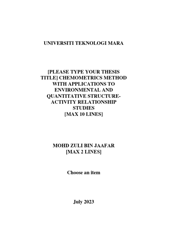 Thesis Template For Uitm | PDF | Page Layout | Principal Component Analysis Thesis Template For Uitm | PDF | Page Layout | Principal Component Analysis