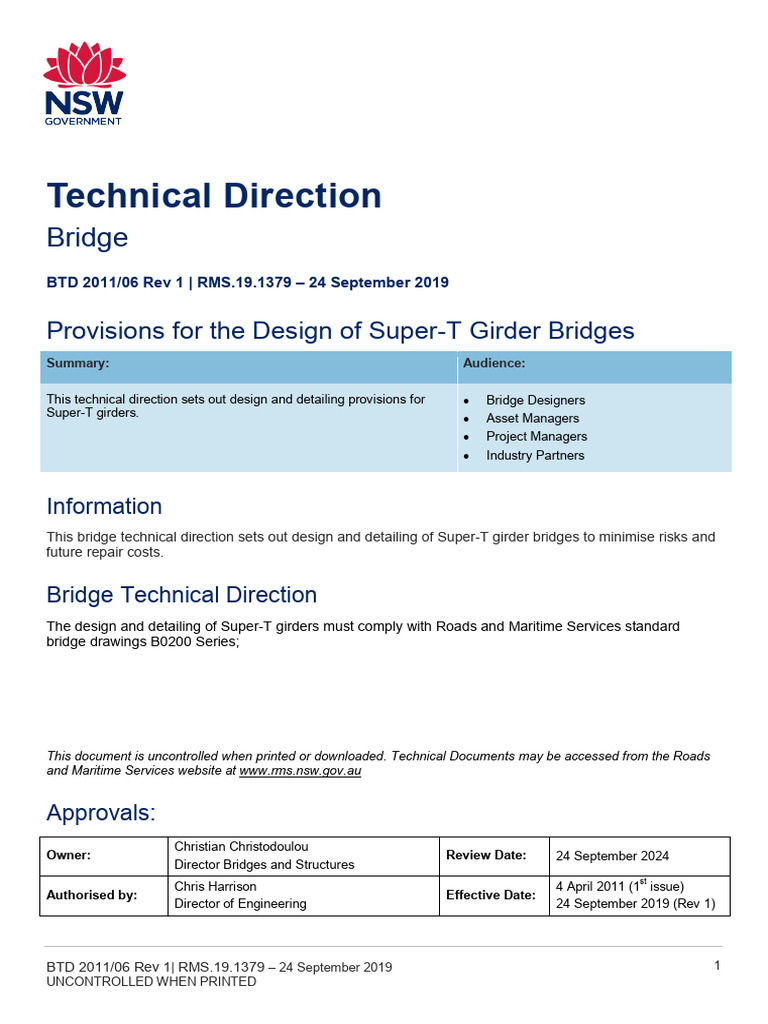 Super-T Girder Bridge Design Guidelines | PDF | Bridge | Concrete