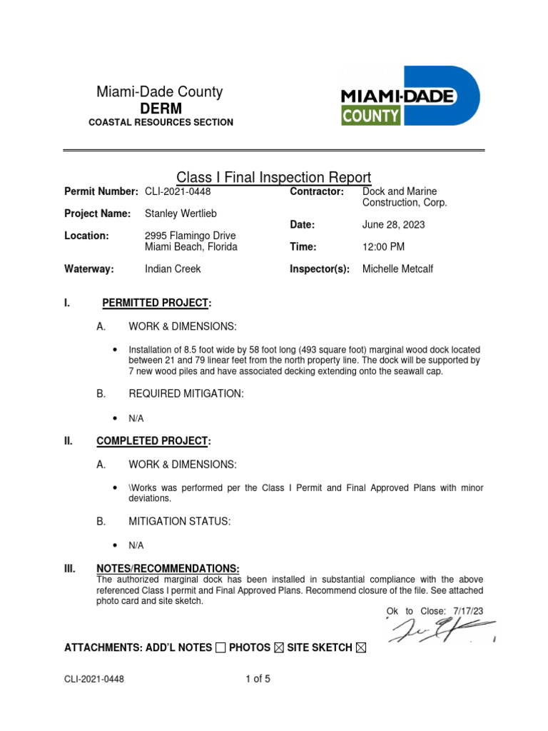 CLI-2021-0448 Final Inspection Report | PDF