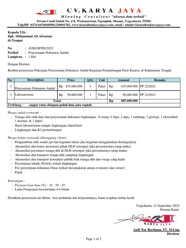 No.45 Pekerjaan Penyusunan Dokumen AMDAL | PDF