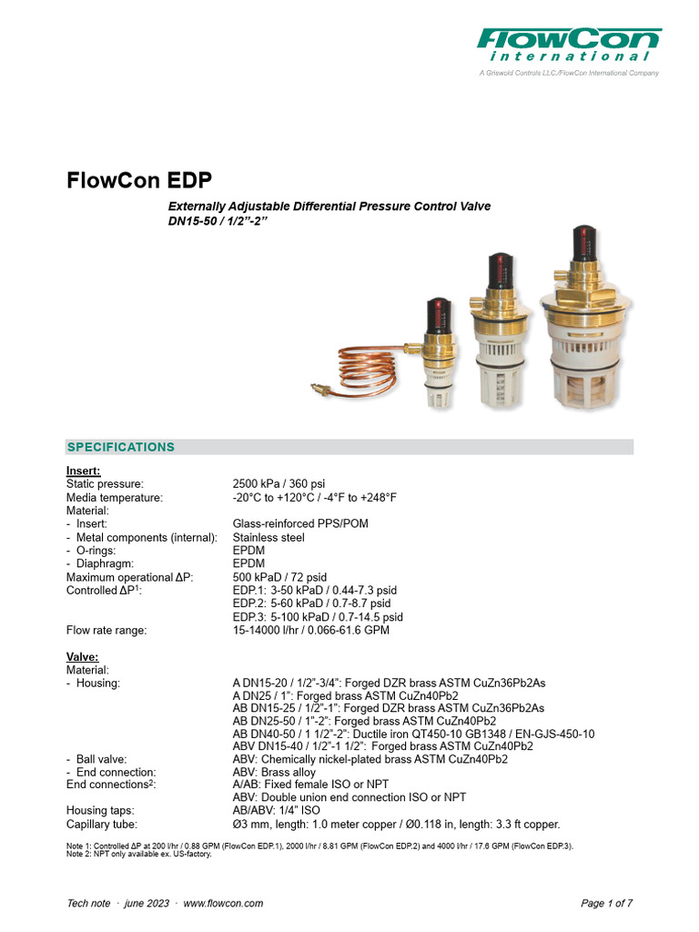 Different Pressure Control DN15-50 FlowCon EDP Tech Note | PDF | Valve ...