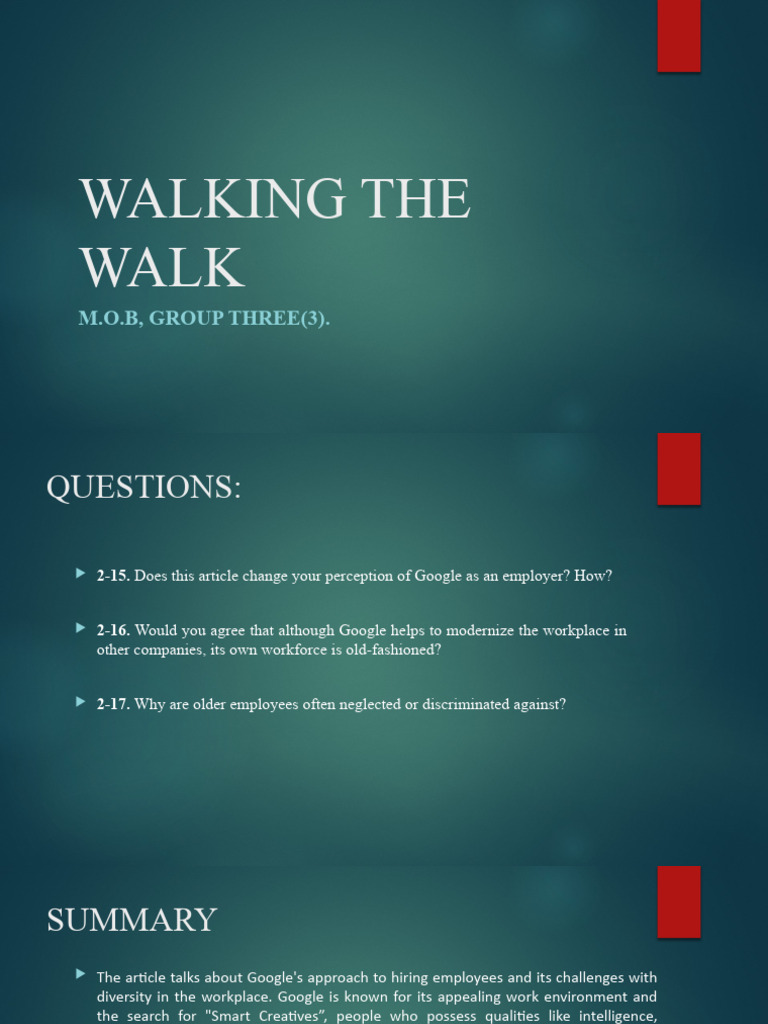 Walking The Walk | PDF | Employment | Gender