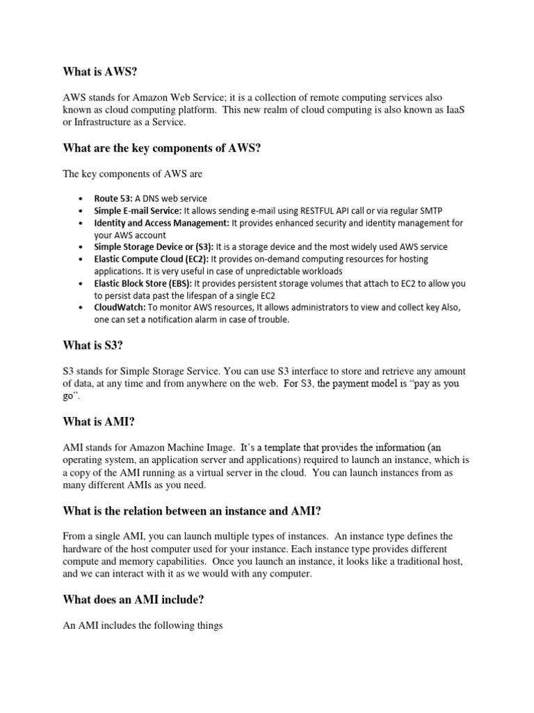 Aws Interview Questions And Answers Pdf Amazon Web Services Cloud Computing