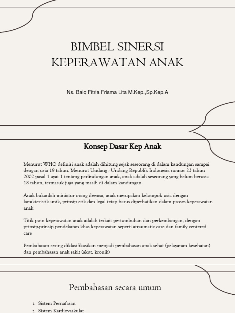 Bimbel Kep Anak (Pertemuan 1) | PDF