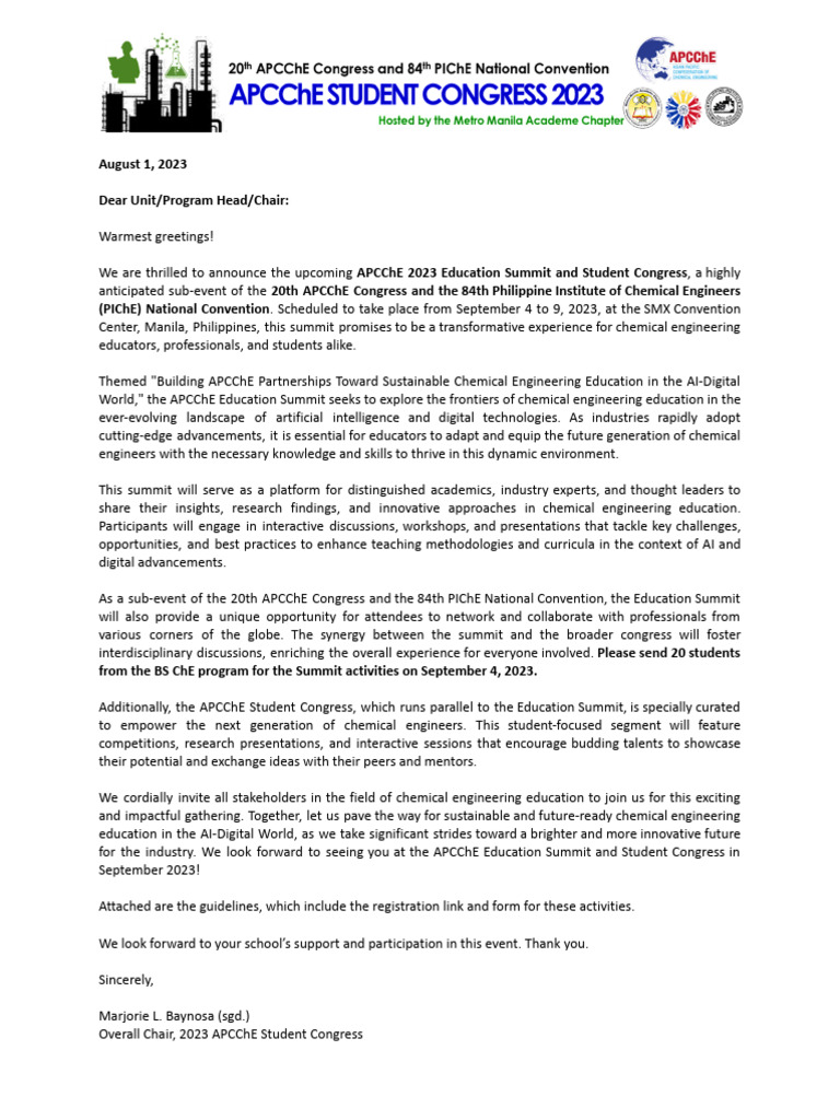 APCChE Student Congress 2023 Guidelines v3 | PDF | Page Layout ...