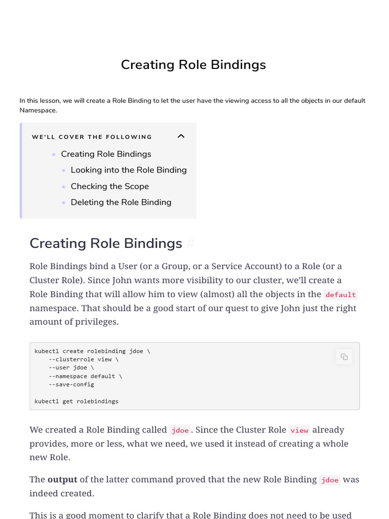 113 Creating Role Bindings | PDF | Scope (Computer Science) | Computing