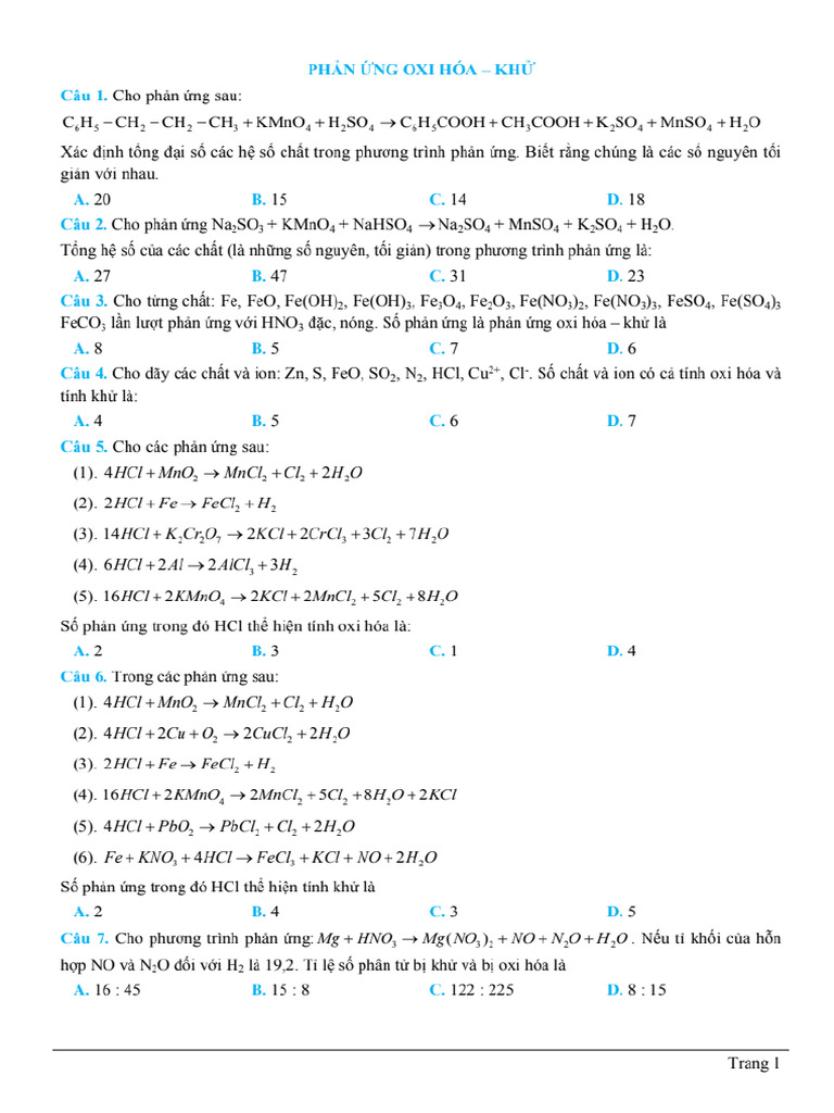 2. Phản ứng Oxi hóa - khử | PDF