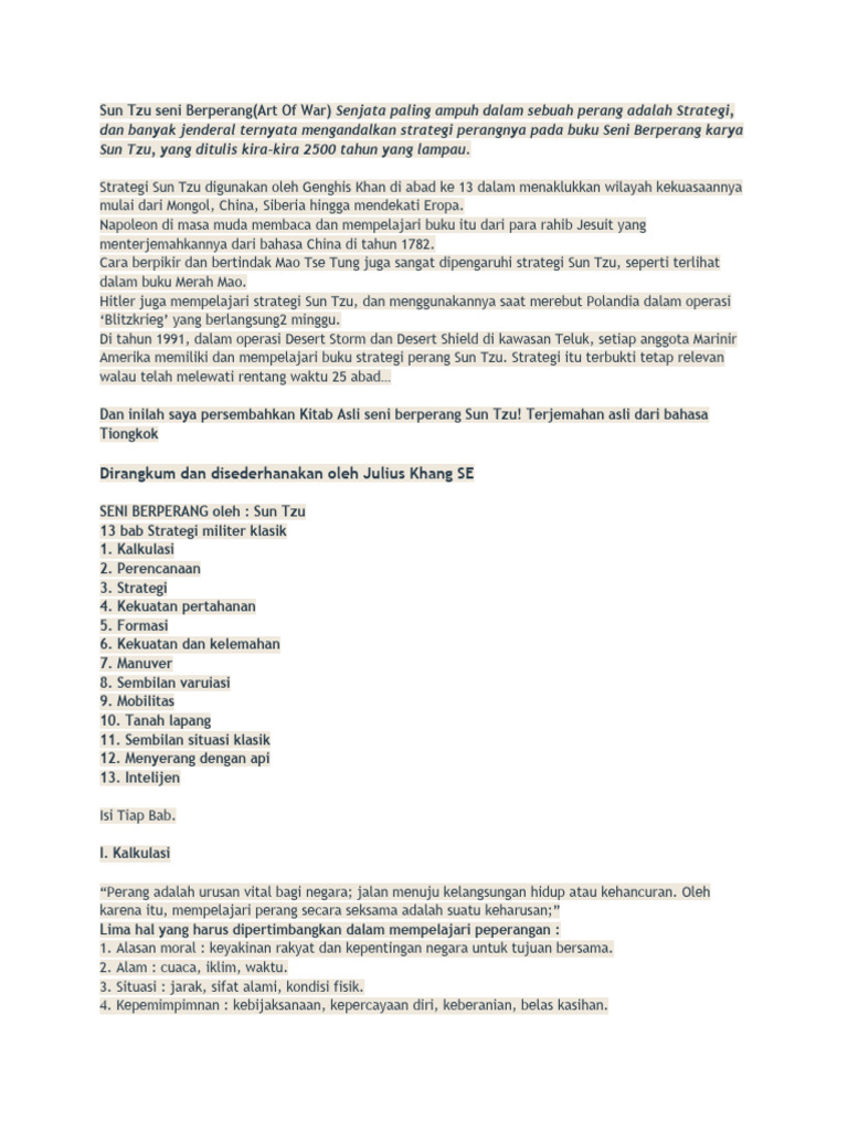 Sun Tzu Seni Berperang | PDF